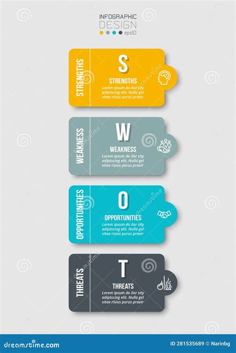 Business Concept Infographic Template With Swot Analysis Stock Vector