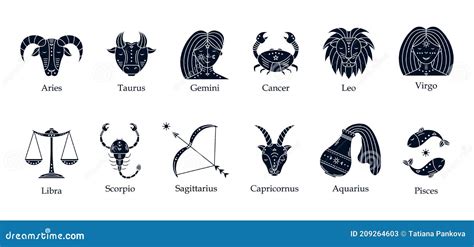 Vector Set Of Astrological Symbols Zodiac Signs Mystical Symbols