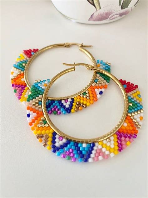 Boucles doreilles cerceaux perlées boucles doreilles cerceau boucles