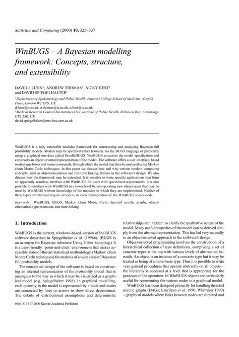pdf winbugs a bayesian modelling framework concepts · pdf filestatistics and computing