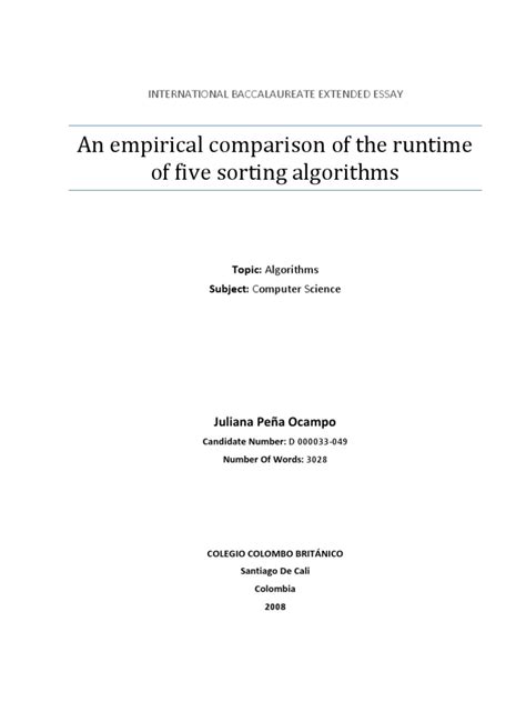 an empirical comparison of the runtime of five sorting algorithms pdf algorithms and data