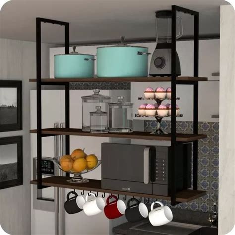 Prateleira Estilo Industrial Suspensa Teto Cozinha 80cm P M