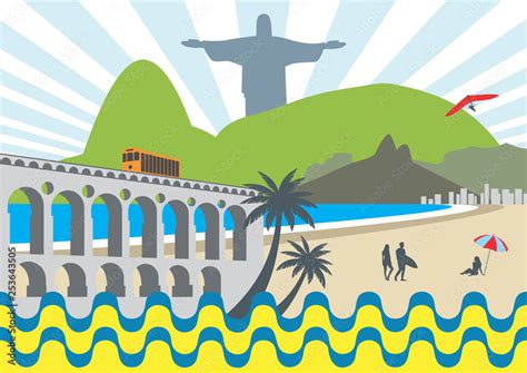Vetor de Ilustração dos pontos turísticos da cidade do Rio de Janeiro