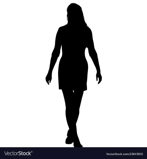 Black Silhouette Woman Standing People On White Vector Image