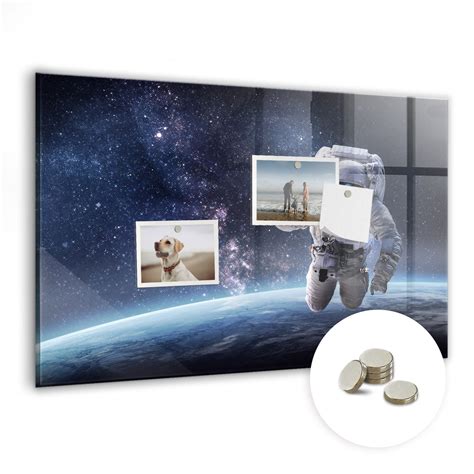 Bezramowa Tablica Magnetyczna ze Szkła 60x40 cm Magnesy Astronauta