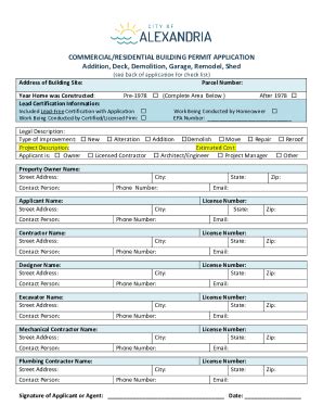 Fillable Online Application For Plan Examination And Building Permit