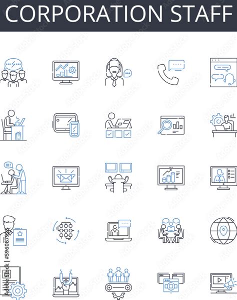 Corporation Staff Line Icons Collection Delivery Logistics Shipping