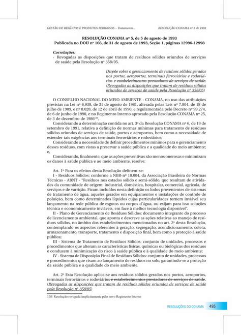 PDF RESOLUÇÃO CONAMA nº 5 de 5 de agosto de 1993 Publicada