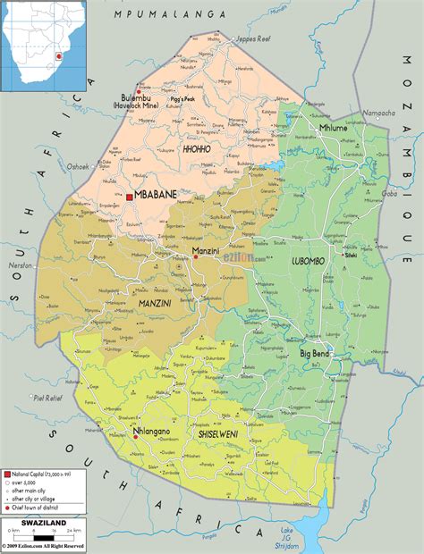 Detailed Political Map Of Swaziland Ezilon Maps