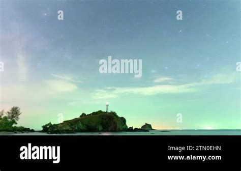 Time Lapse Milky Way Galaxy Stars Over Lighthouse Star Time Lapse