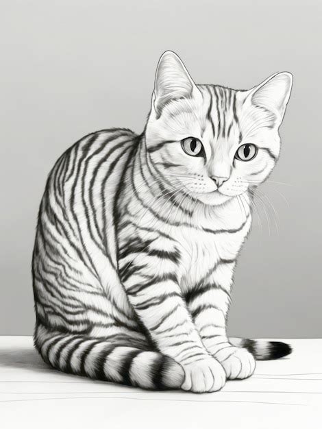 Premium Ai Image Cute Cat Coloring Page