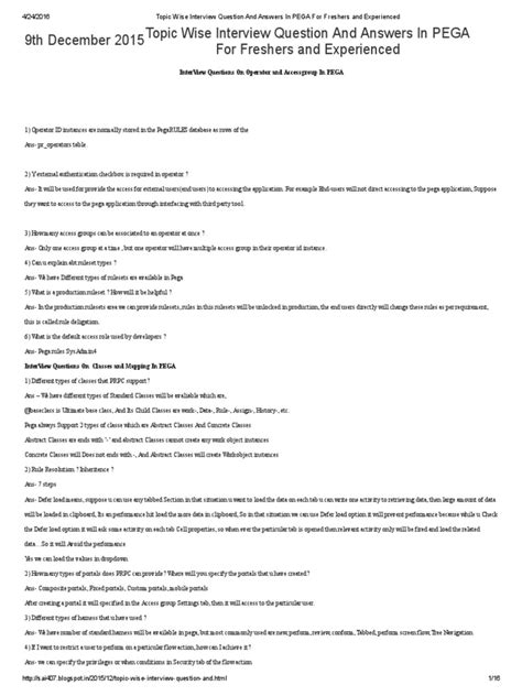 topic wise interview question and answers in pega for freshers and experienced pdf databases