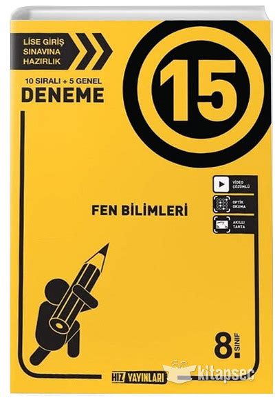 8 Sınıf Fen Bilimleri 15 Deneme Hız Yayınları 9786057814920