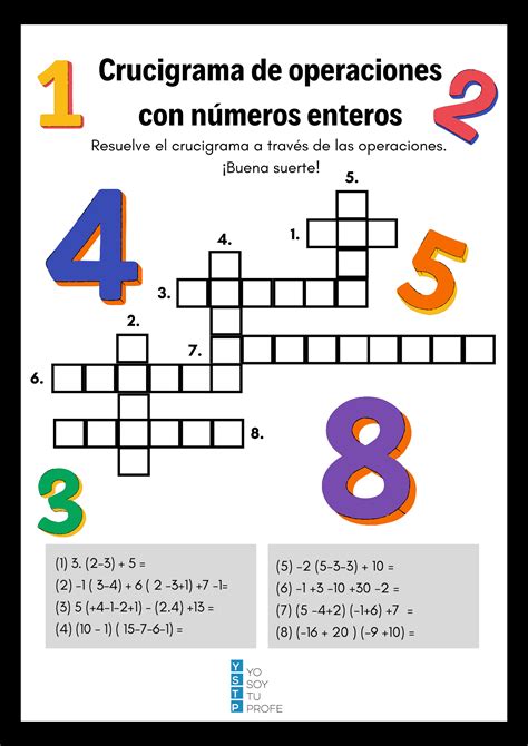 Sabrías resolver este crucigrama de operaciones de números enteros