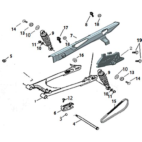 Vue éclatée pièce BRAS OSCILLANT SUSPENSION ARRIERE MASAI SCRAMBLER 125