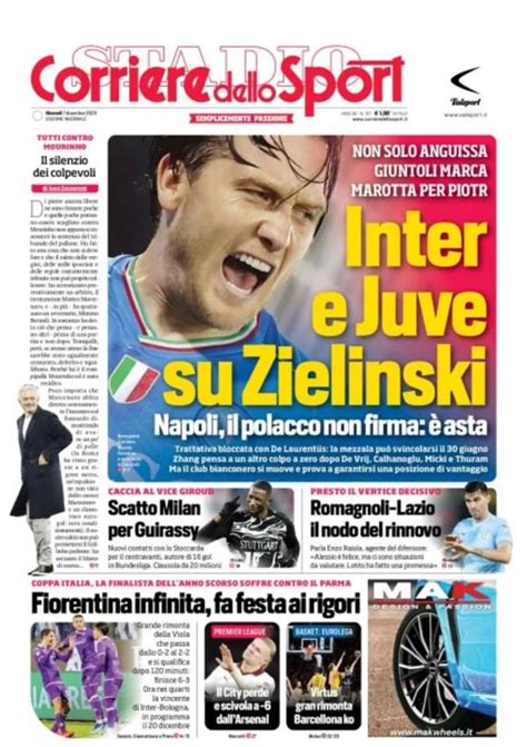Prima Pagina Corriere Dello Sport Inter E Juve Su Zielinski