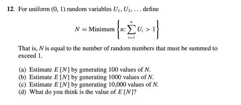 solved 12 for uniform 0 1 random variables u1 u2