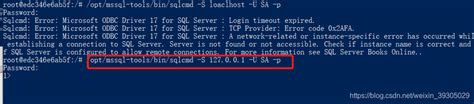 Docker容器连接sqlserver出错：sqlcmd Error Microsoft Odbc Driver 17 For Sql Server Login Timeout