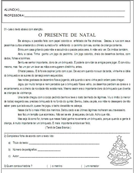 Natal Produção de Texto Interpretação de Texto Atividades Exercícios