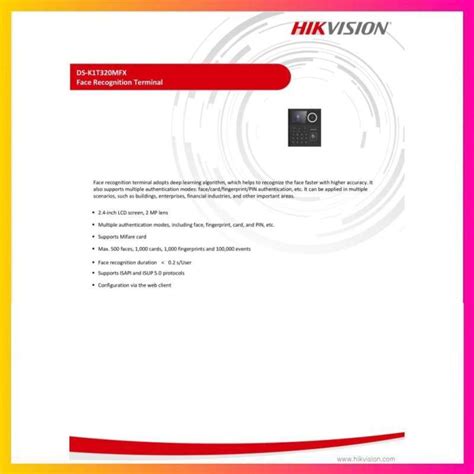 Jual Hikvision Ds K1t320mfx Mesin Absen Face Access Fingerprint Mifare