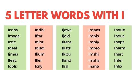 3500 Examples Of 5 Letter Words With I In English 7ESL