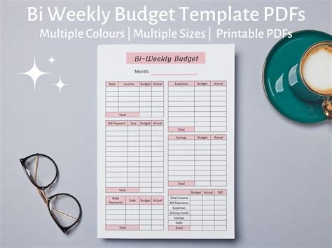 Simple Bi Weekly Budget Overview Printable Template Many Etsy