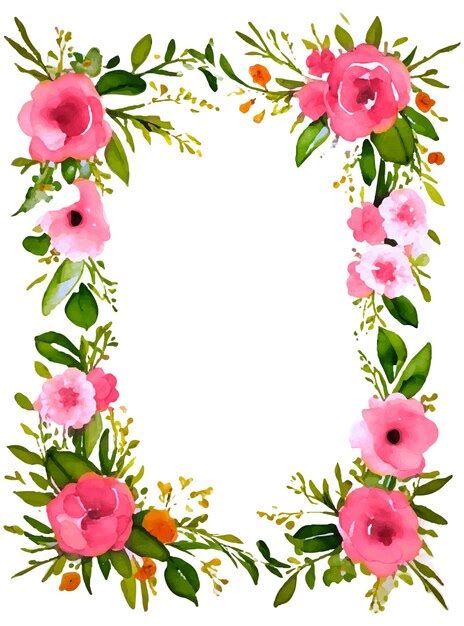 Marco Floral De Acuarela Vector Premium