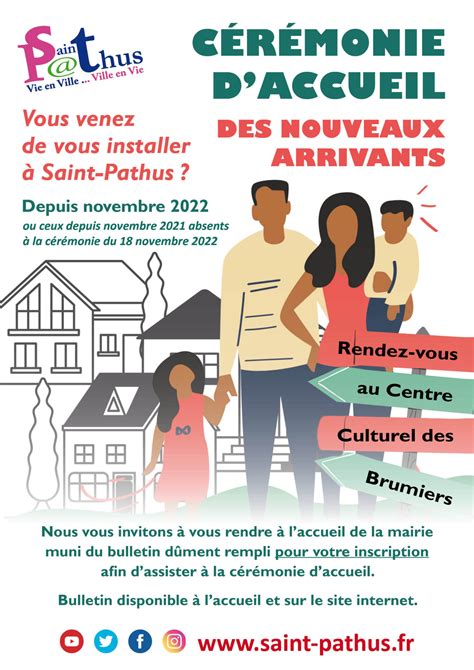 Pensez à vous inscrire pour la cérémonie d accueil des nouveaux
