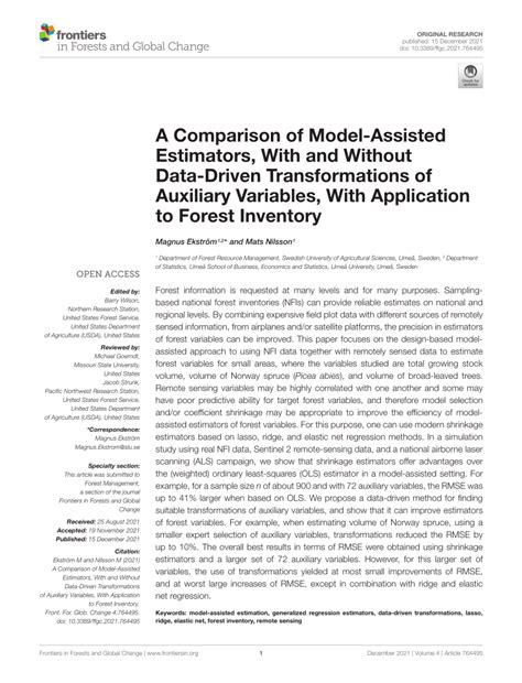 pdf a comparison of model assisted estimators with and without data driven transformations of