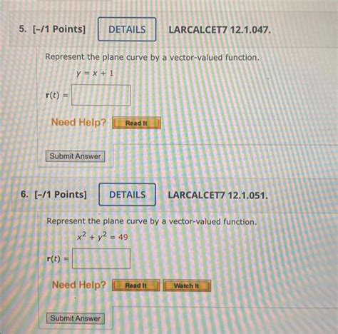 Solved Represent The Plane Curve By A Vector Valued Chegg