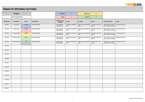 Excel Request For Information Template At Genemmalynnblog Blog