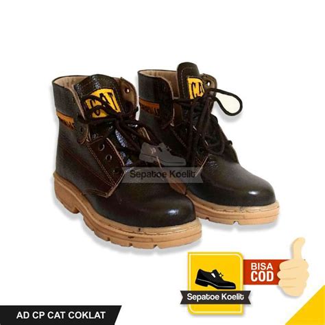 Jual SEPATU SAFETY BOOTS PRIA CATERPILLAR KULIT ASLI UJUNG BESI BEST