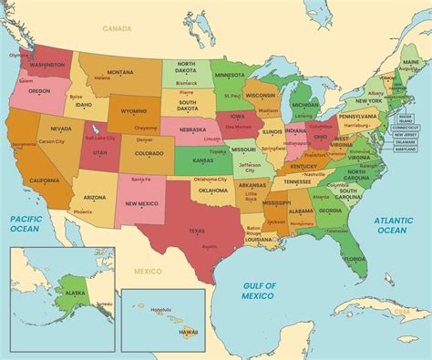 Detailed Country Map Of Usa Vector Art At Vecteezy