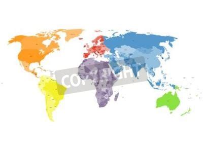 Mapa del mundo político coloreado con nombres de países soberanos