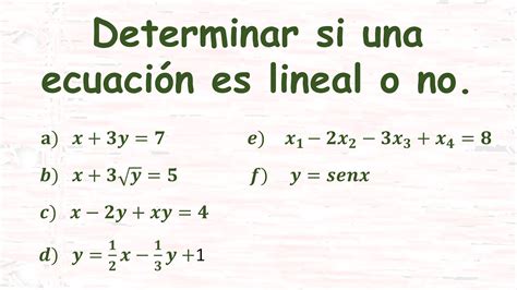 Determinar Si Una Ecuaci N Es Lineal O No Youtube
