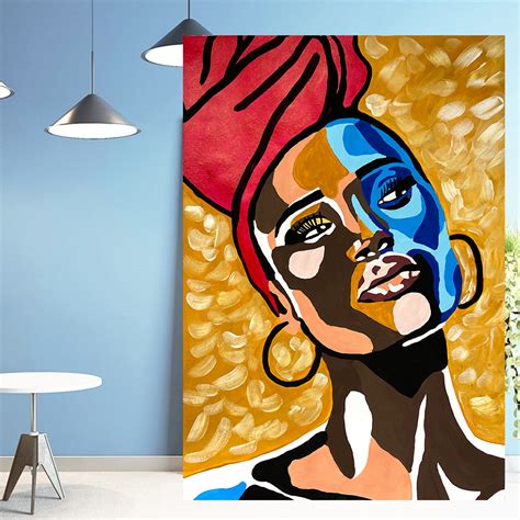 American Woman Painting Black Woman Original Art Black Woman Wall Art