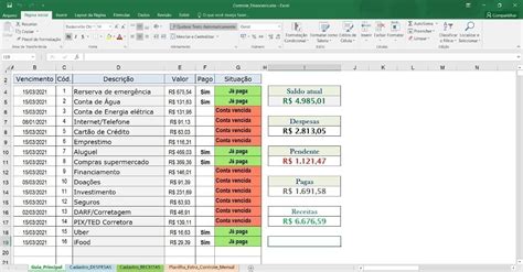 Planilha Controle Financeiro Aviso De Vencimento Ello Criativo
