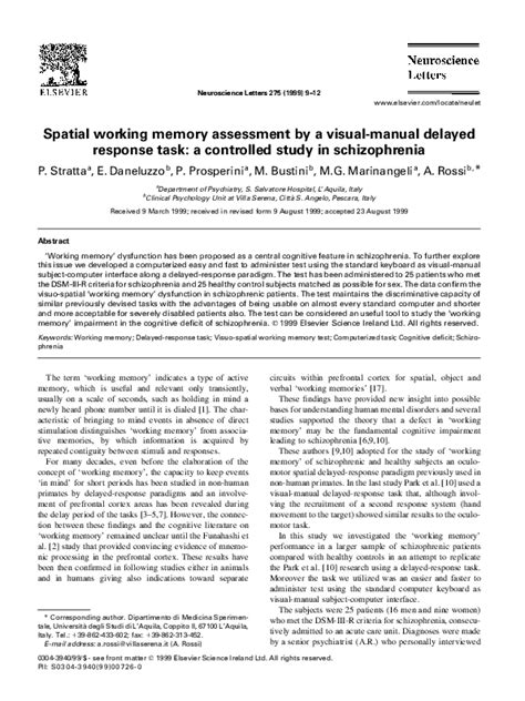 pdf spatial working memory assessment by a visual manual delayed response task a controlled