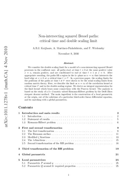 pdf non intersecting squared bessel paths critical time and double scaling limit andrei