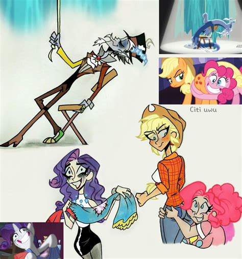 Safe Artist Citi Screencap Applejack Discord Pinkie Pie
