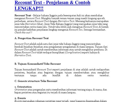 Contoh Teks Recount Singkat Beserta Artinya