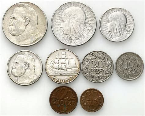 II RP zestaw 9 monet od 1 grosz do 5 złotych archiwum niemczyk pl