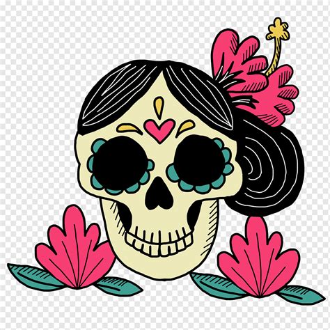 Caveira mexicana crânio mexicano pintados à mão crânio mexicano png