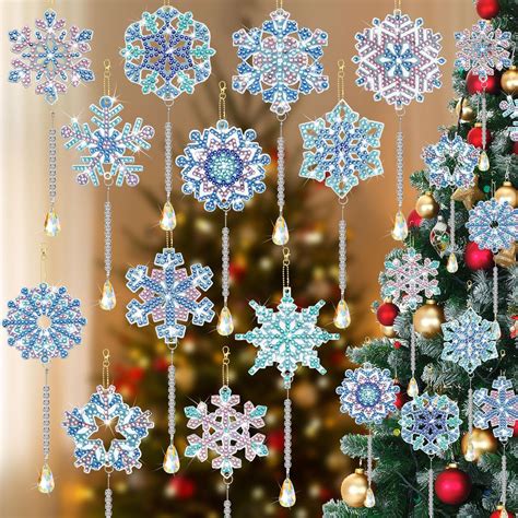 Amazon Poen 12 Pcs Diamond Art Christmas Ornaments Christmas