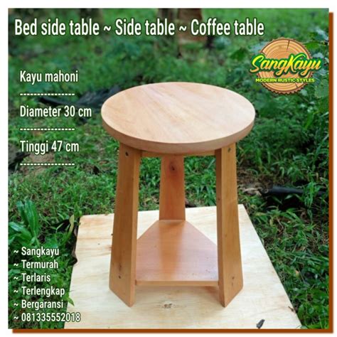 Jual Meja Sudut Minimalis Coffee Table 30cm Mahoni Mahogany Wood Side
