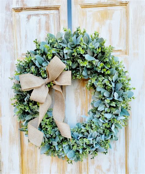 Year Round Lamb S Ear And Eucalyptus Front Door Wreath Etsy