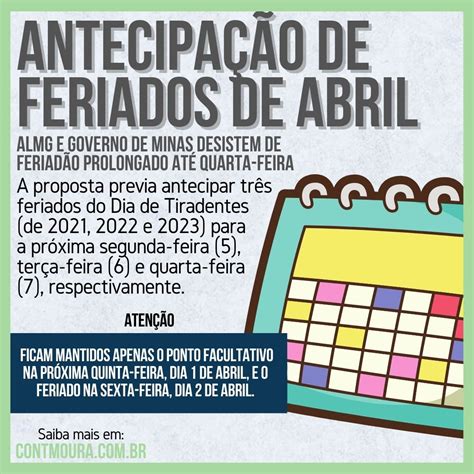 Antecipação de feriados é suspensa em MG Contabilidade Moura