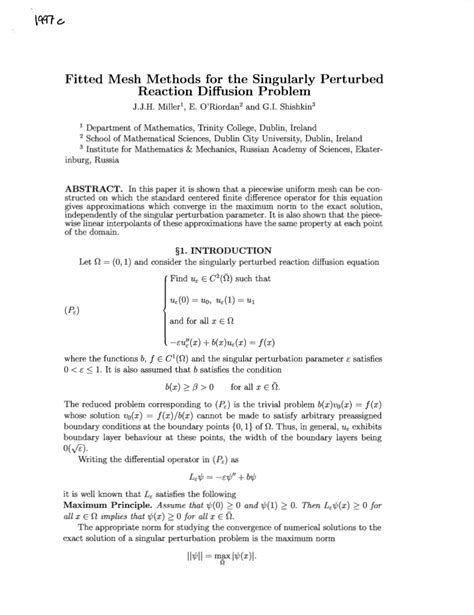 pdf fitted mesh methods for the singularly perturbed reaction diffusion problem
