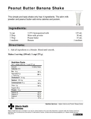 Fillable Online Peanut Butter Banana Protein ShakeEveryday Easy Eats