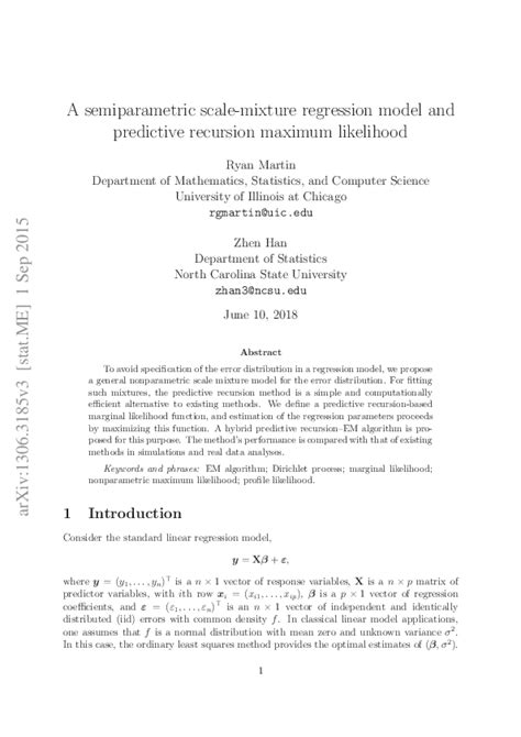 pdf a semiparametric scale mixture regression model and predictive recursion maximum
